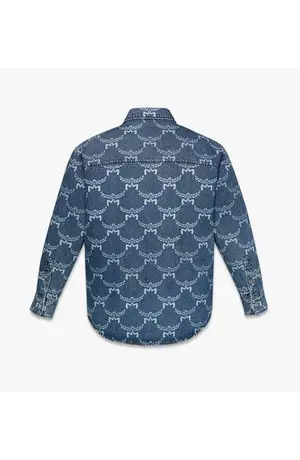 Mcm Lauretos Monogram Denim Shirt - Blue