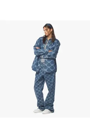 Mcm Lauretos Monogram Denim Shirt - Blue