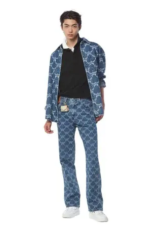Mcm Lauretos Monogram Denim Shirt - Indigo