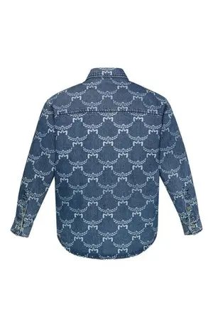 Mcm Lauretos Monogram Denim Shirt - Indigo