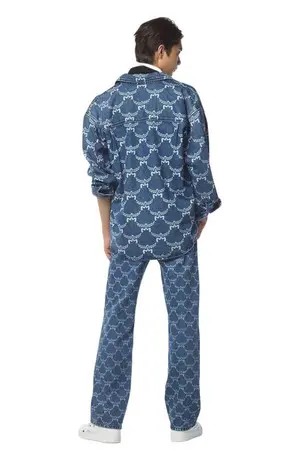 Mcm Lauretos Monogram Denim Shirt - Indigo