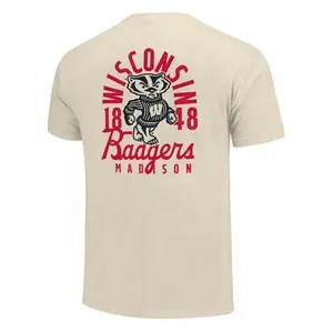 IMAGE ONE Wisconsin Badgers Comfort Colors Mascot Overlay T-shirt
