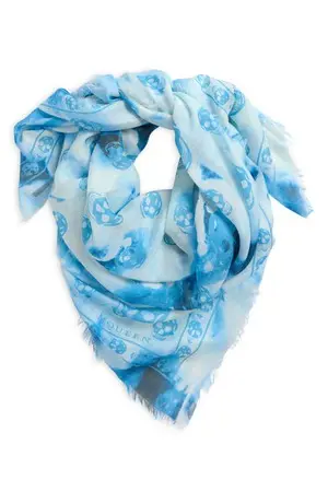 Alexander McQueen Classic Skull Bleached Foulard Scarf