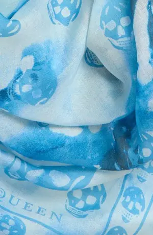 Alexander McQueen Classic Skull Bleached Foulard Scarf