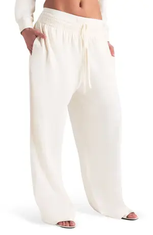 SKIMS Cotton Blend Jersey Wide Leg Pants - Marble