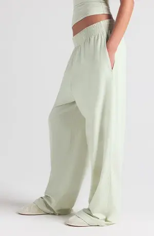 SKIMS Cotton Blend Jersey Wide Leg Pants - Spearmint