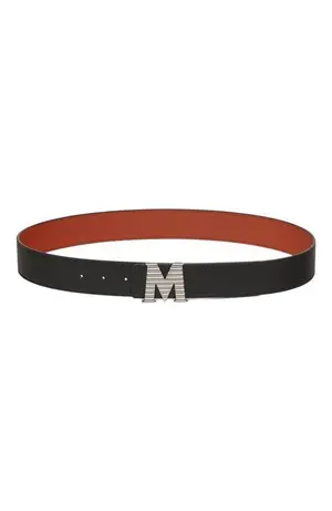 Mcm Claus Fluted Reversible Belt - Black