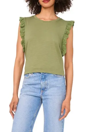 Vince Camuto Ruffle Eyelet Tank Top