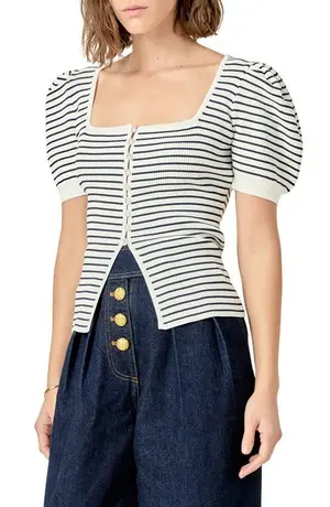 English Factory Square Neck Stripe Button-front Shirt