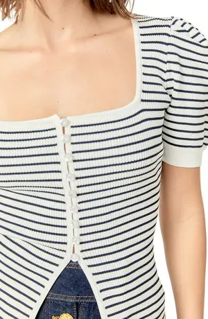 English Factory Square Neck Stripe Button-front Shirt