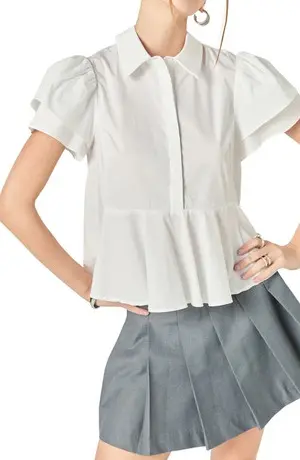 English Factory Woven Peplum Shirt