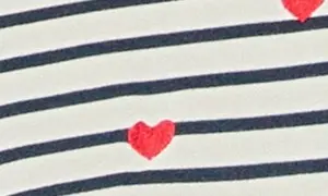 English Factory Heart Embroidered Stripe Cotton Top