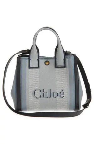 Chloé Logo Canvas Tote - Moonlight Blue