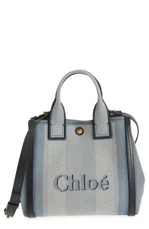 Chloé Logo Canvas Tote - Moonlight Blue