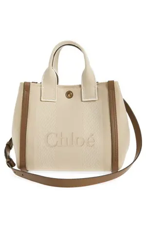 Chloé Logo Canvas Tote - Vegetal Beige