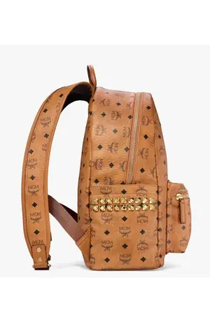 Mcm Stark Side Studs Visetos Backpack - Cognac