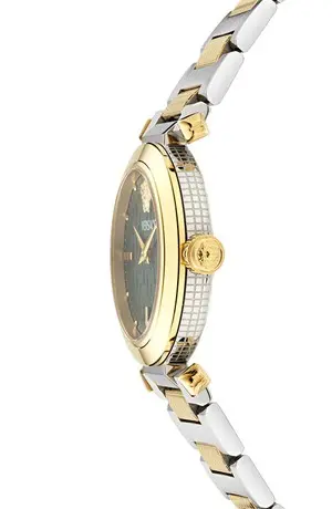 Versace Greek Bracelet Watch - Two Tone/ Green