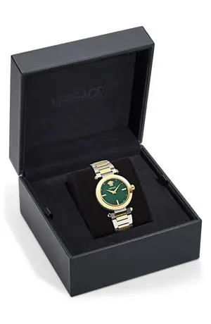 Versace Greek Bracelet Watch - Two Tone/ Green