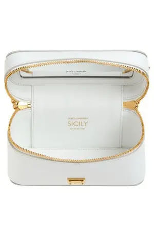 Dolce & Gabbana Sicily Leather Vanity Case Crossbody Bag - Bianco Ottico