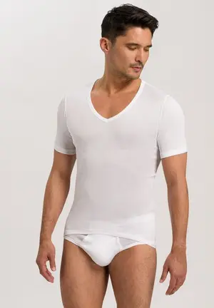 Hanro Cotton Pure Fitted Cotton V-neck T-shirt - White
