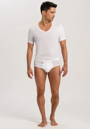 Hanro Cotton Pure Fitted Cotton V-neck T-shirt - White