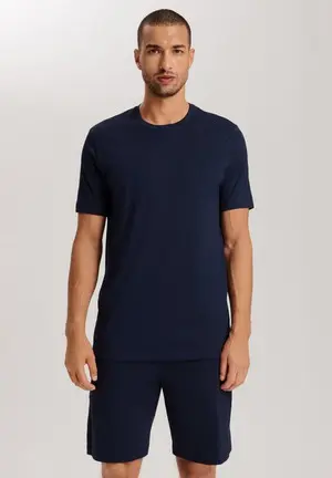 Hanro Night And Day Cotton Crew Neck T-shirt - Deep Navy