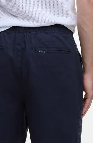Barbour Relaxed Fit Linen & Cotton Drawstring Shorts - Navy