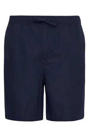 Barbour Relaxed Fit Linen & Cotton Drawstring Shorts - Navy