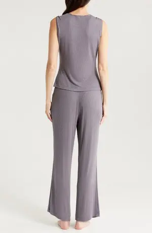 Natori Essentials Sleeveless Rib Pajamas - Purple Slate