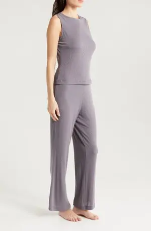 Natori Essentials Sleeveless Rib Pajamas - Purple Slate