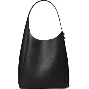 Tory Burch Pebbled Leather Hobo Bag - Black