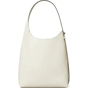 Tory Burch Romy Pebble Leather Hobo Bag - Light Cream