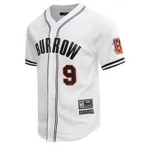 PRO STANDARD Joe Burrow Cincinnati Bengals Mesh Baseball Button-up T-shirt