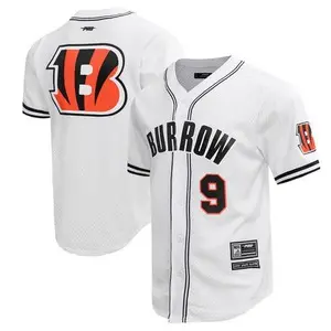 PRO STANDARD Joe Burrow Cincinnati Bengals Mesh Baseball Button-up T-shirt