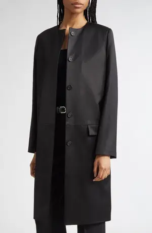 TOTEME Collarless Chintz Coat - Black