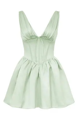 House Of Cb Emmeliette Satin Mini Dress - Pistachio