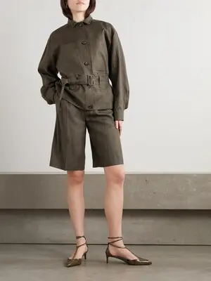 Loro Piana Jaylon Belted Linen And Wool-blend Jacket