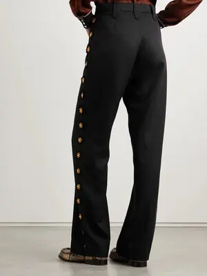 BODE Abilene Studded Appliquéd Twill Straight-leg Pants