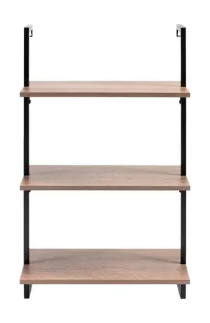 HAPPIMESS Madera Classic Industrial Shelf Wood Wall-mounted Open Ladder Bookcase With Metal Frame