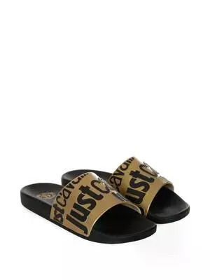 Just Cavalli Logo-print Slides - Gold