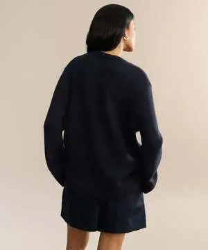Jenni Kayne Cashmere Amelia Crewneck Top - Navy