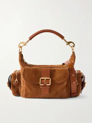 Chloé Camera Leather-trimmed Suede Shoulder Bag - Brown