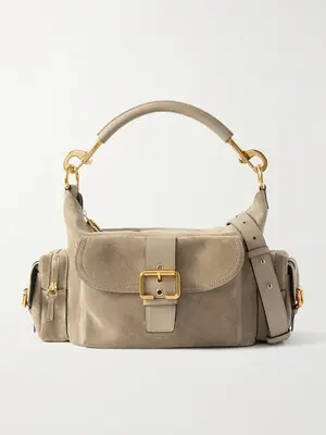 Chloé Leather-trimmed Suede Camera Shoulder Bag - Gray