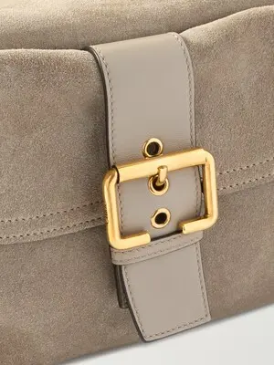 Chloé Leather-trimmed Suede Camera Shoulder Bag - Gray