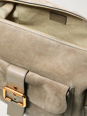 Chloé Leather-trimmed Suede Camera Shoulder Bag - Gray