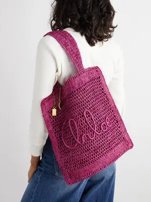 Chloé Raffia Tote - Pink