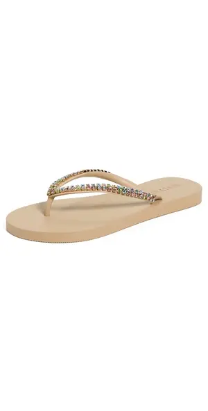 Mystique Crystal Embellished Flip Flops - Nude/multi