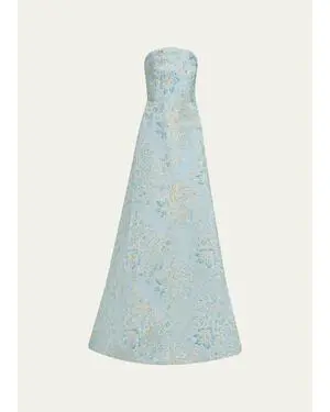Rickie Freeman For Teri Jon Rickie Freeman For Teri Jon Strapless Floral Jacquard Gown Mist Multi