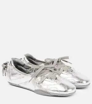 Acne Studios Metallic Leather Flats - Silver