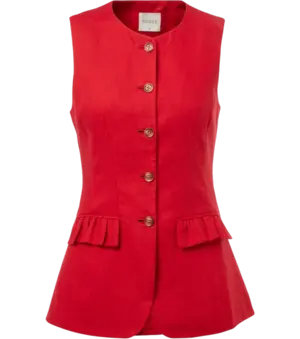 Women's Red Linen Vests